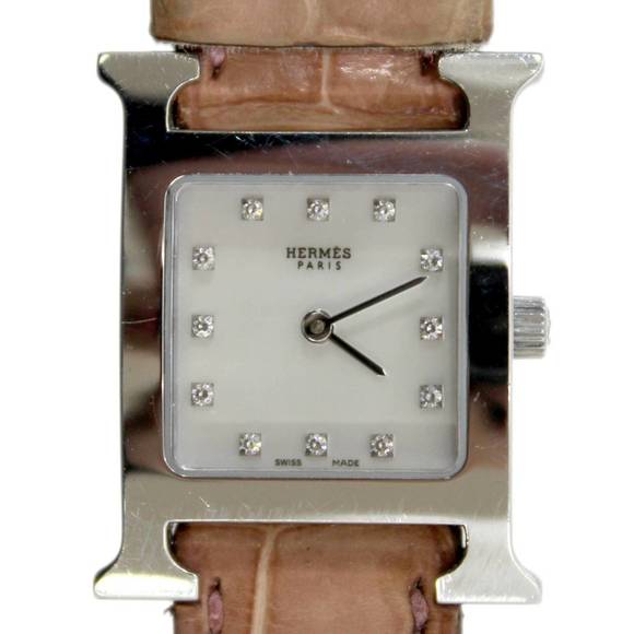 Hermes | Accessories | Hermes H Watch 2 Point Diamond Shell Dial Hh121 ...